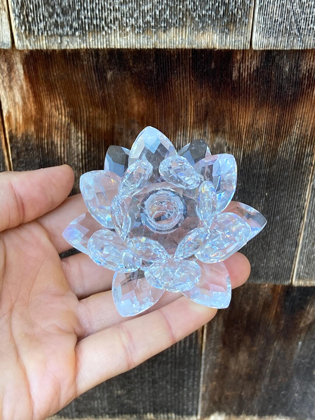 Vintage Swarovski Crystal Lotus Flower Figurine/candle Holder With ...