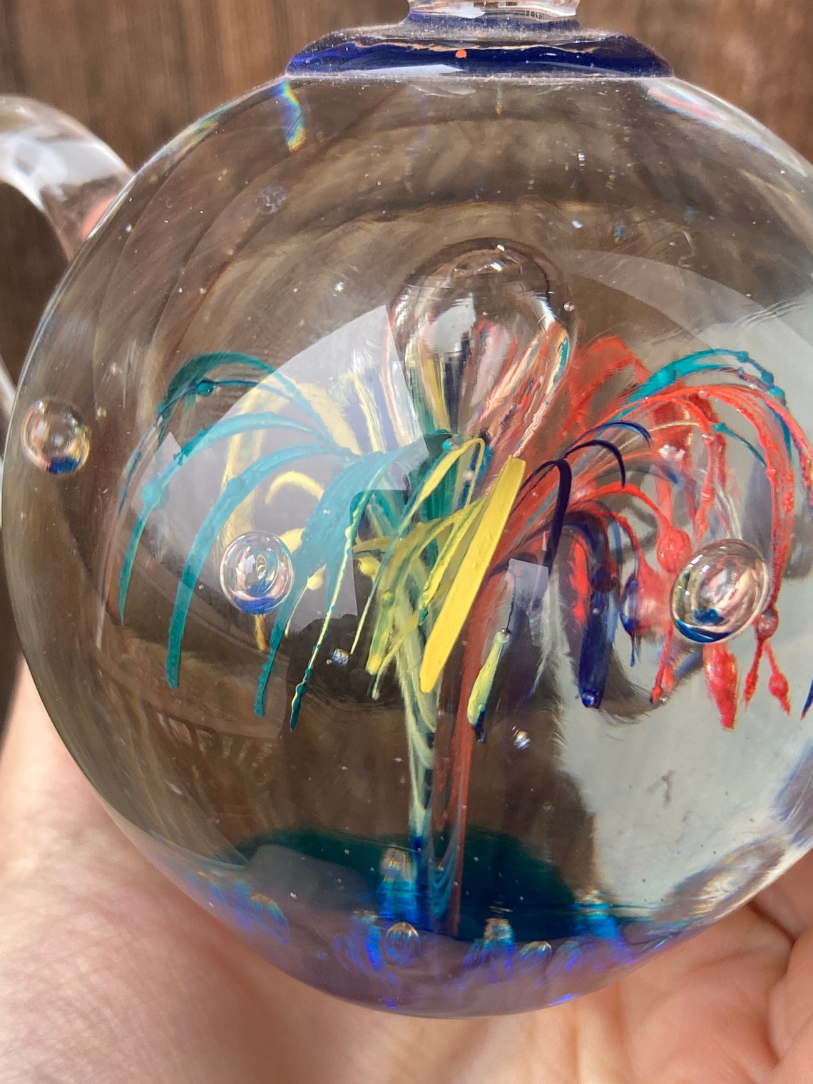 Vintage Glass Teapot Paperweight With Colorful Fountain Design and ...