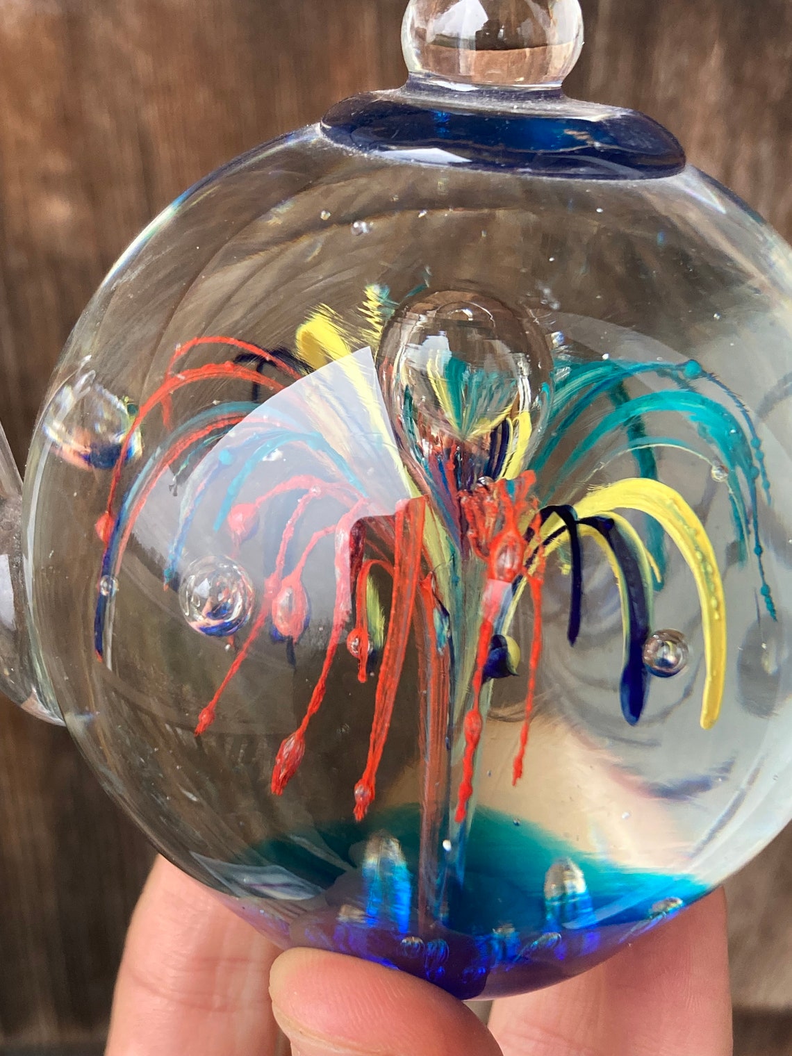 Vintage Glass Teapot Paperweight With Colorful Fountain Design and ...