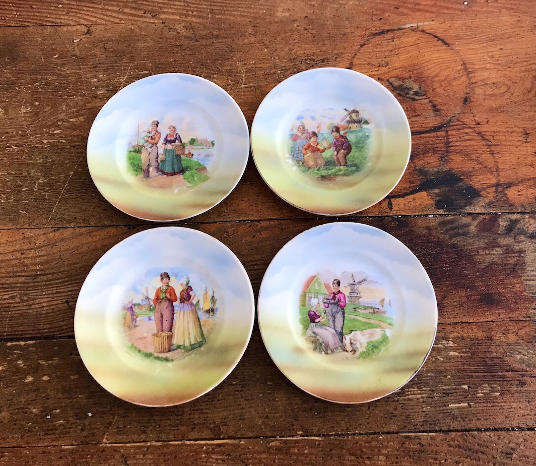 Set of Four Vintage Made in Germany Plates With Sweet Dutch Scenes of ...