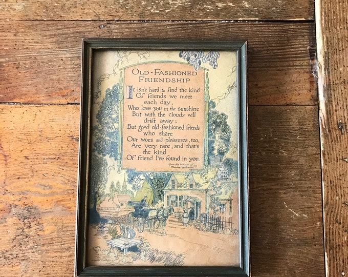 Vintage old Fashioned Friendship Motto Print With Sweet Poem by Maurine ...