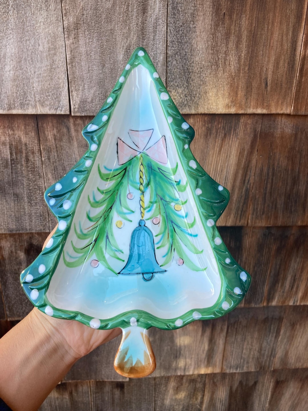 Vintage 1959 Holt Howard Christmas Tree Candy Dish With Pretty Bell and ...