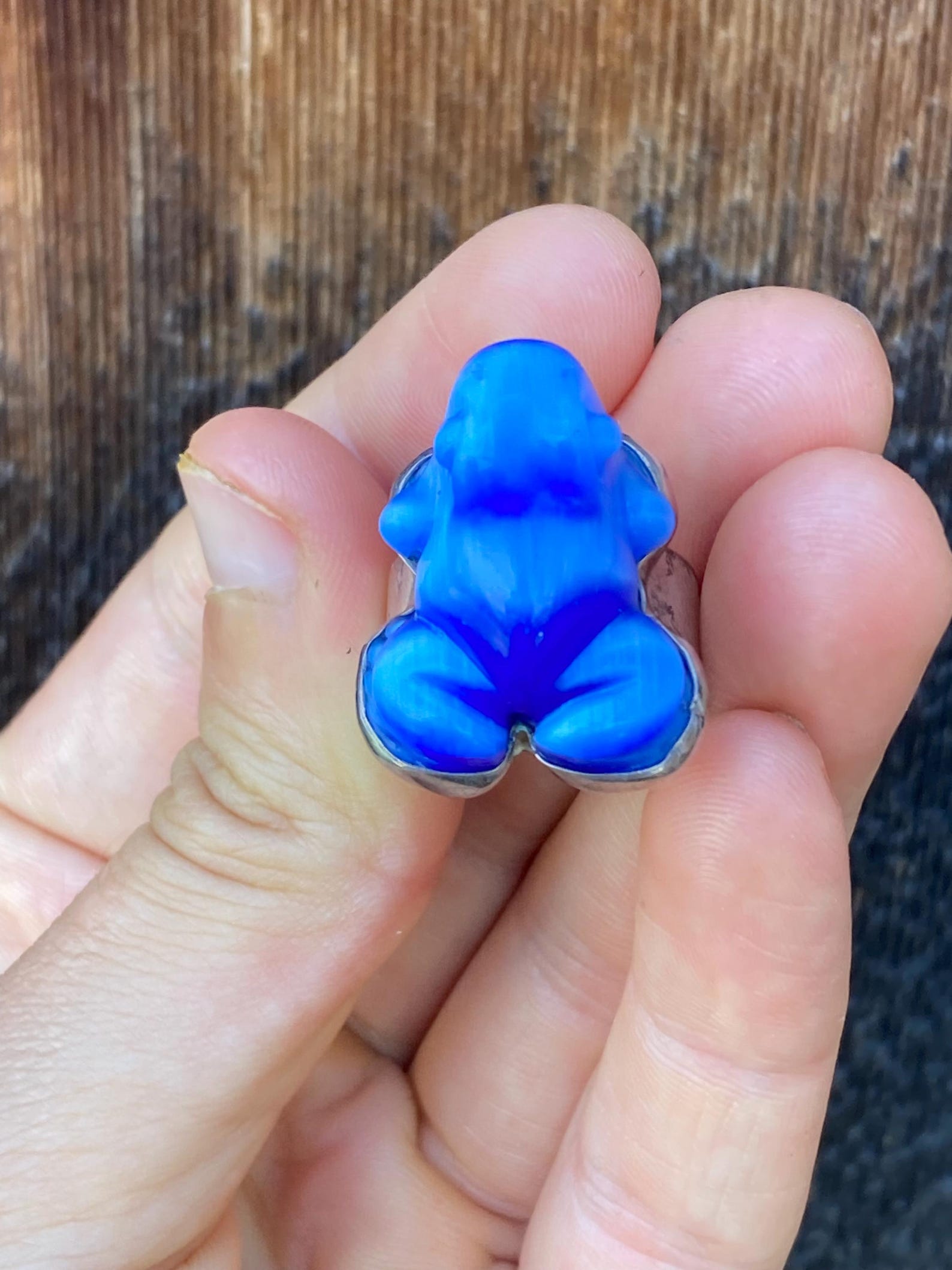 Rare Vintage Size 7 Sterling Sajen Ring With Brilliant Blue Fiber Optic ...