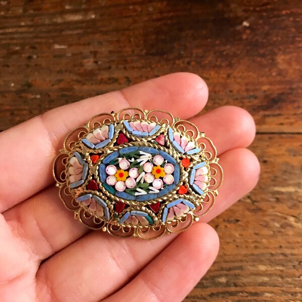 Micro Mosaic Brooch - Etsy