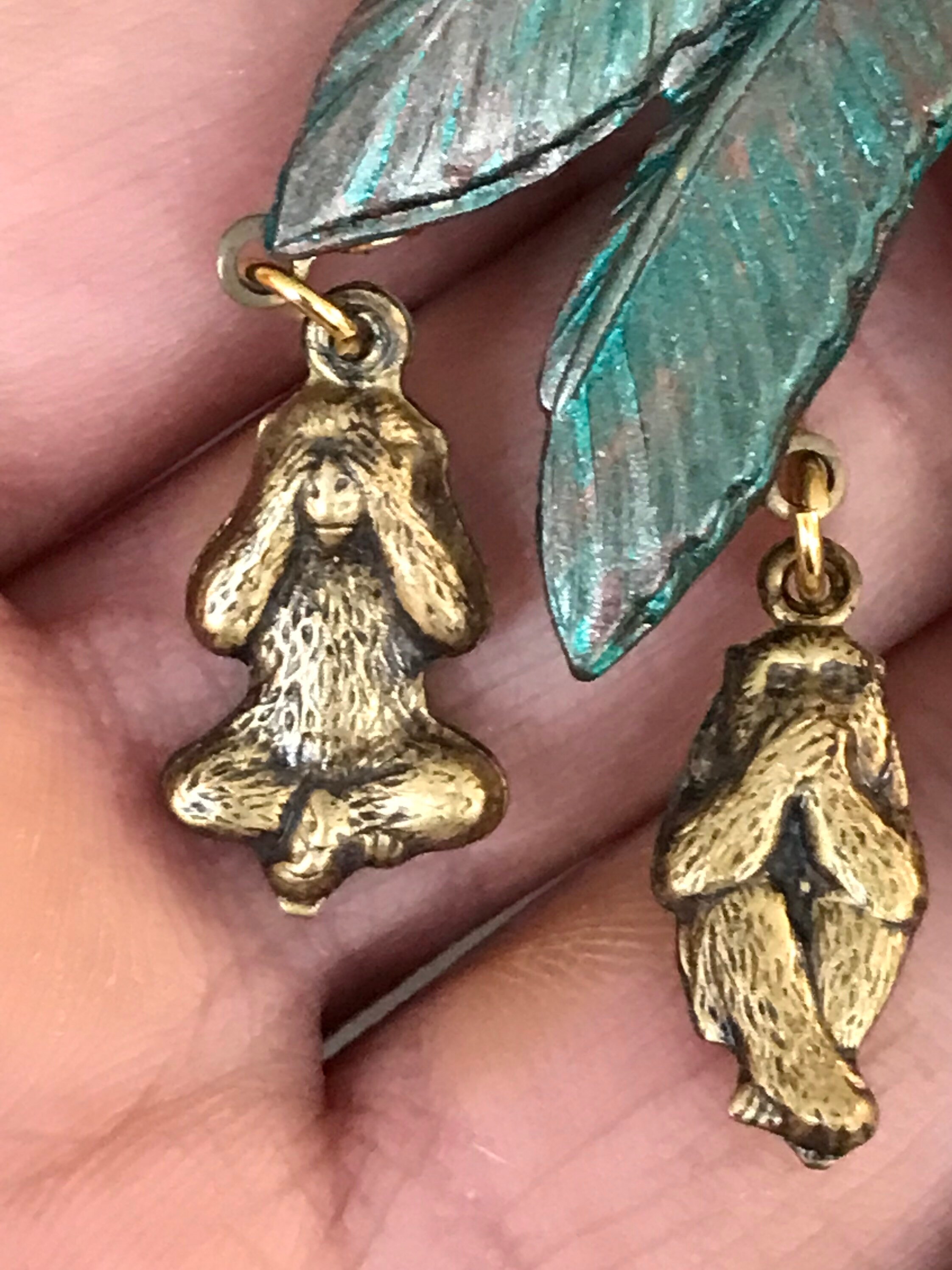 Vintage Coconut Tree With Three Dangling Monkeys Brooch - Etsy