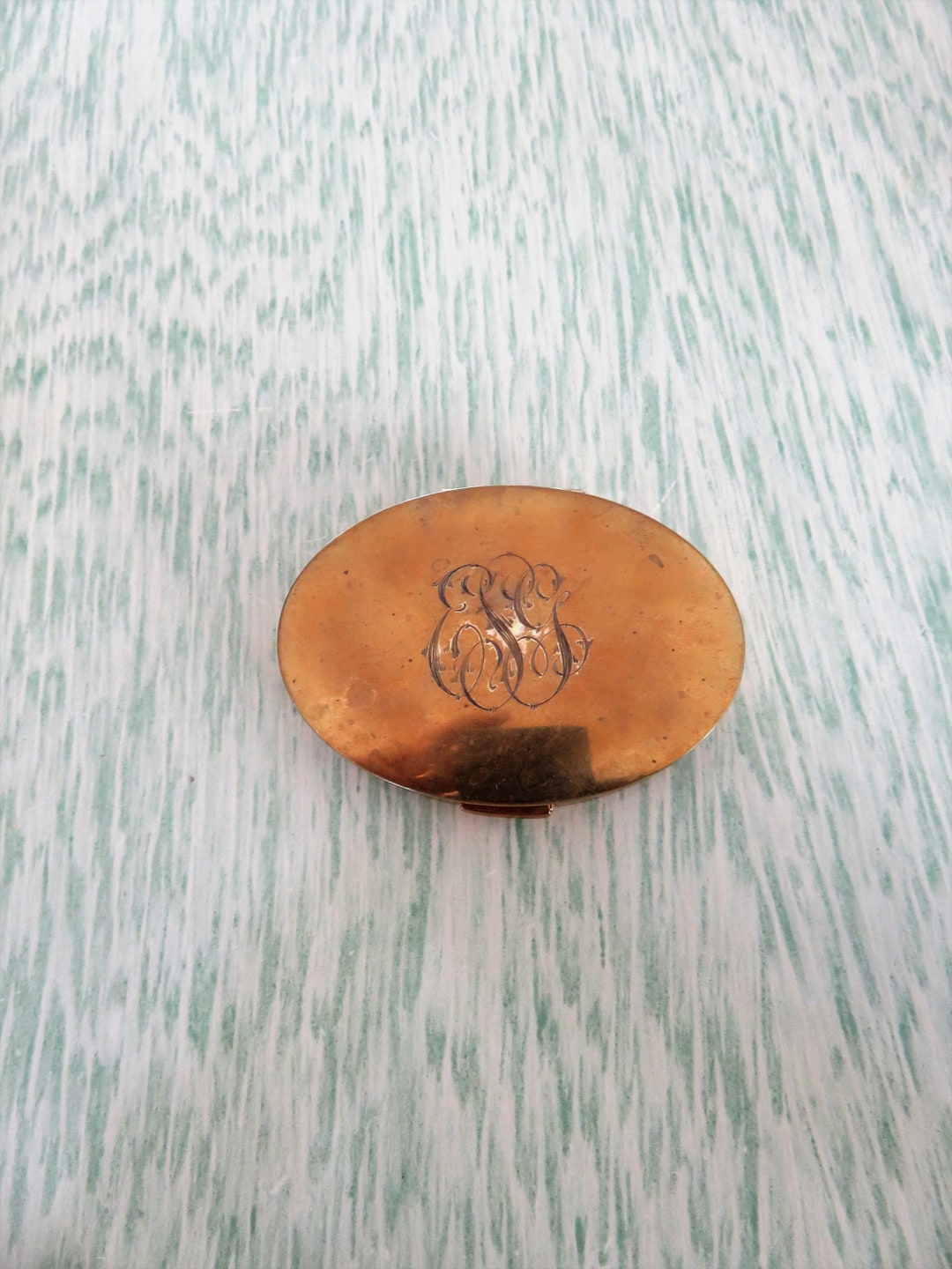 Vintage Monogrammed Mary Dunhill Powder Compact With Brassy Exterior ...