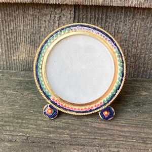 Vintage Round Micro Mosaic Frame With Thin, Floral Pieced Border and ...
