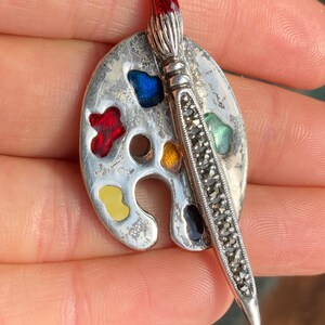 Vintage Sterling Painter’s Pallete Brooch With Enameled Paint Colors ...