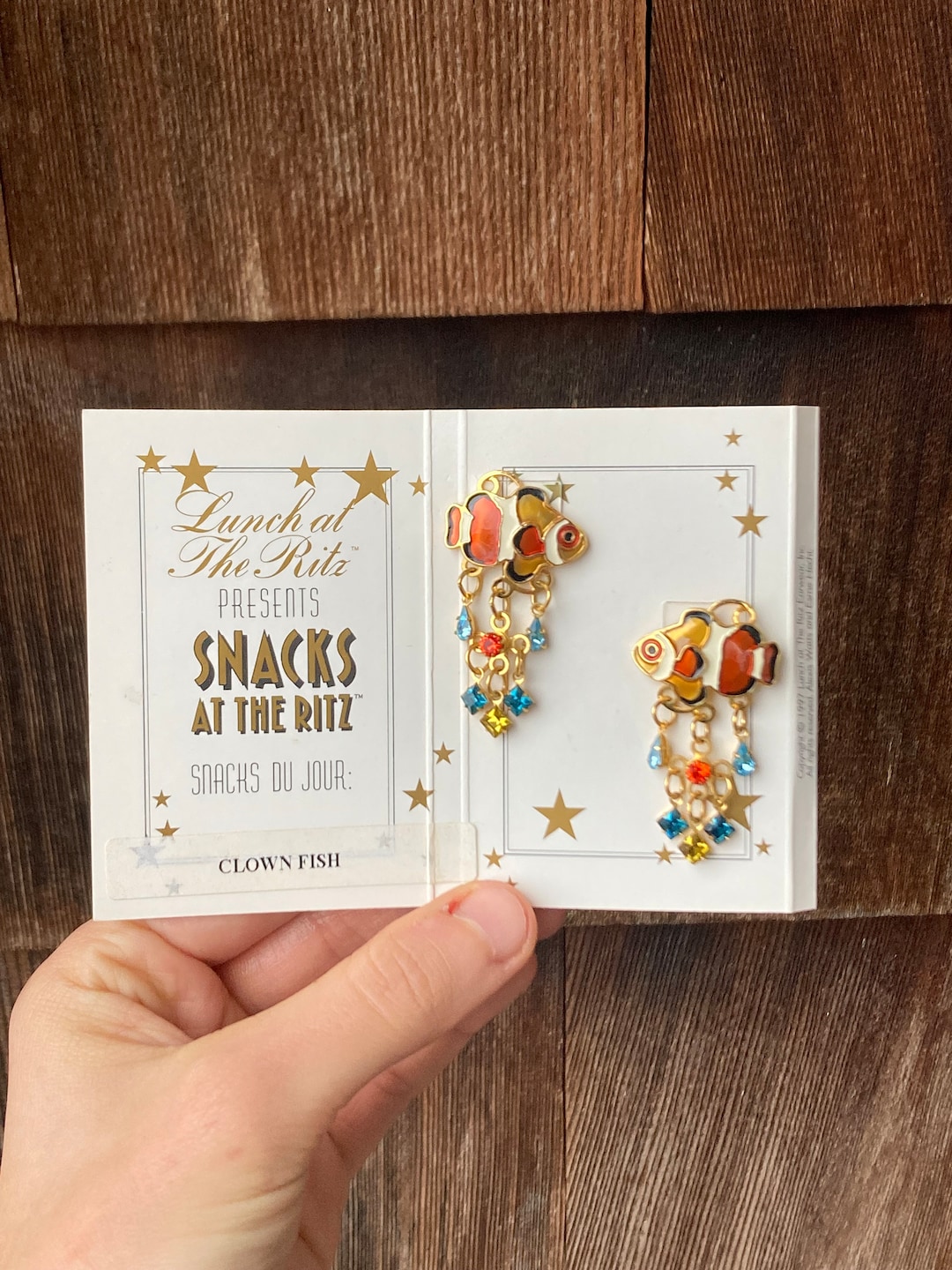 Vintage ‘snacks at the Ritz’ Clown Fish Dangling Earrings With Striped ...