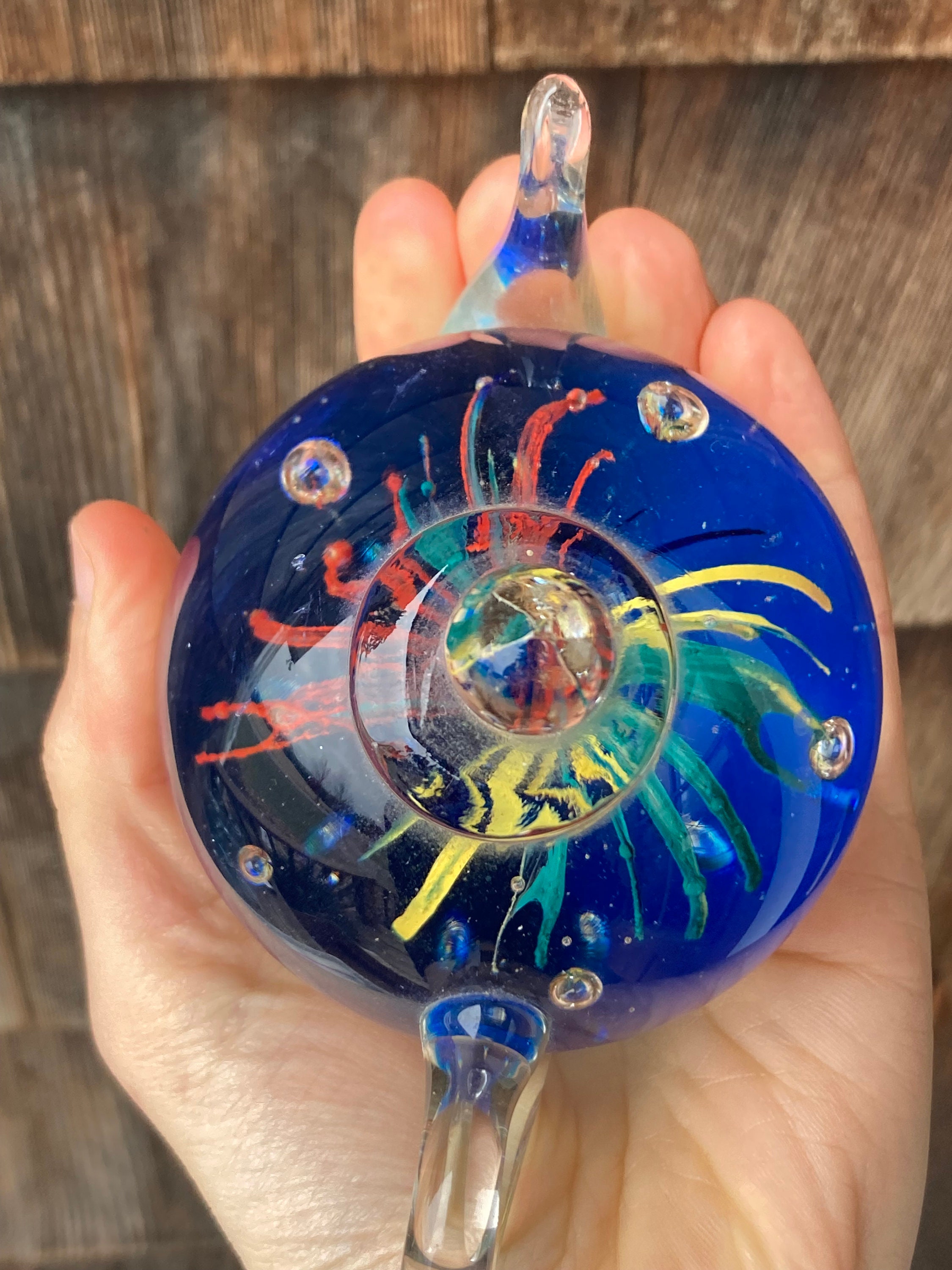 Vintage Glass Teapot Paperweight With Colorful Fountain Design and ...
