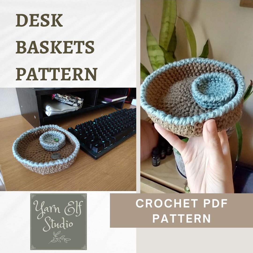 Crochet Pattern: Small Desk Organizer With Two Baskets 6-inch and 2 ...
