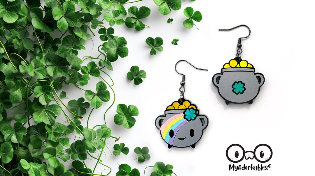 Ziggy Stardust Delights in This Cute Pot of Gold Earrings | Lucky, Pot ...