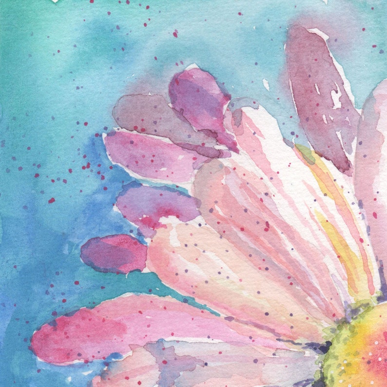 Pink Daisy Watercolor Painting Giclée Art Print, Pretty, Pastel Colors ...