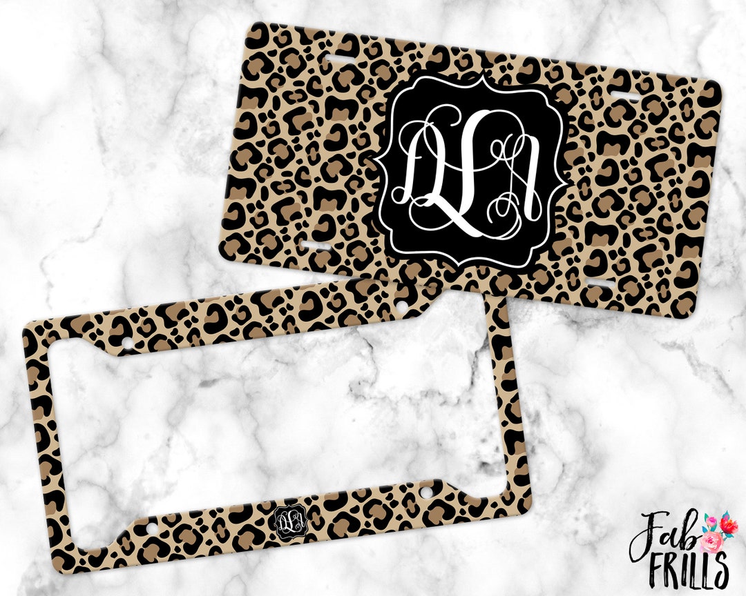 Monogrammed Leopard License Plate/frame - Etsy