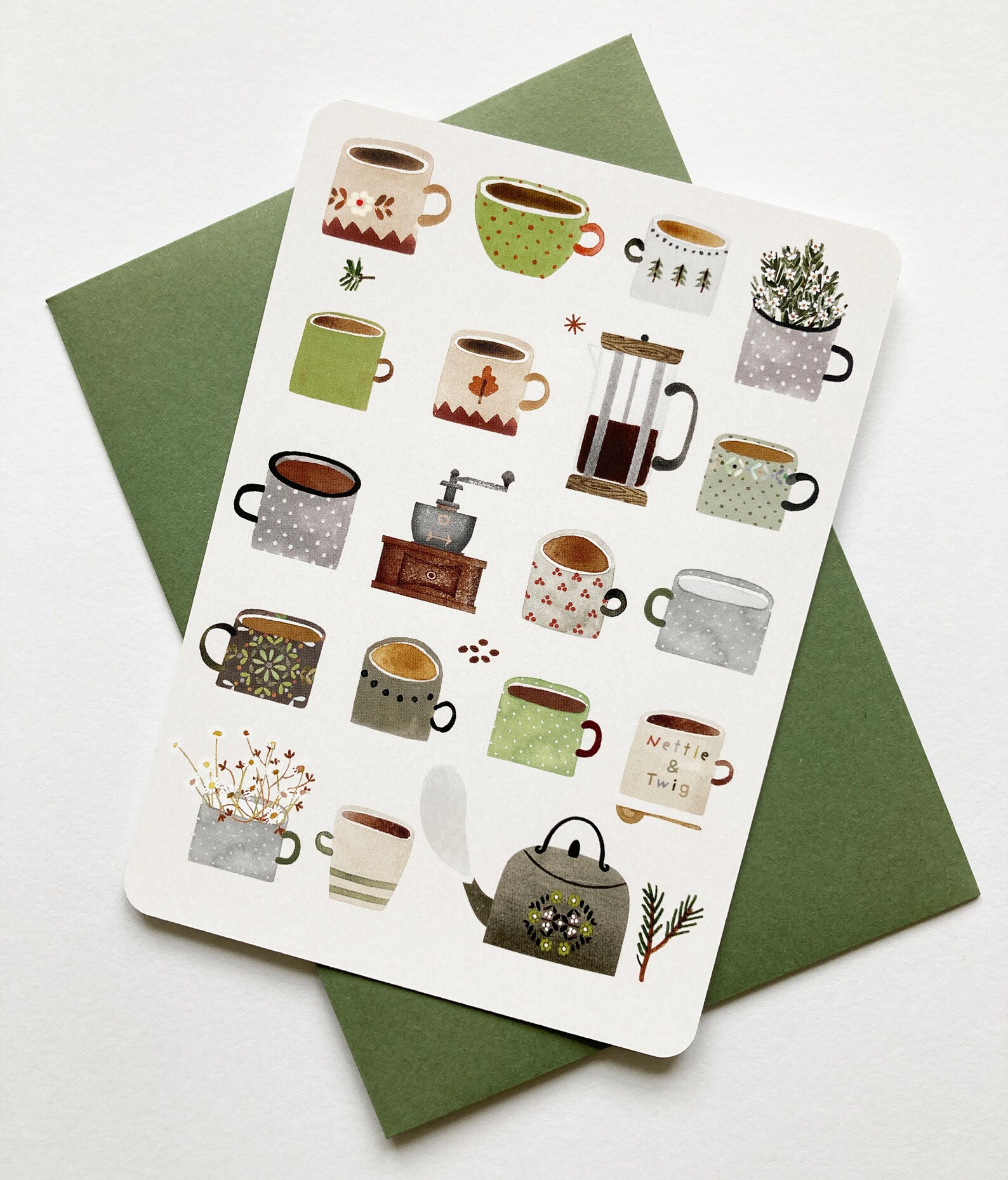 Tea-time Postcard - Tea and Coffee Postcard - Mugs Postcard - Cups ...