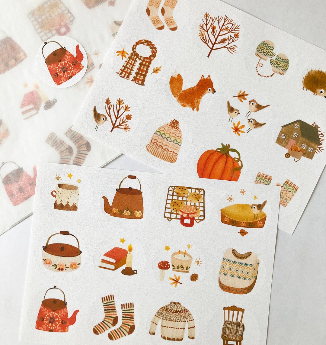 October Stickers - Cozy Stickers - Autumn Stickers - Paper Stickers ...