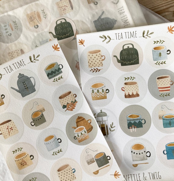 Tea Time Stickers Mug Stickers Cup Stickers Tea Stickers | Etsy