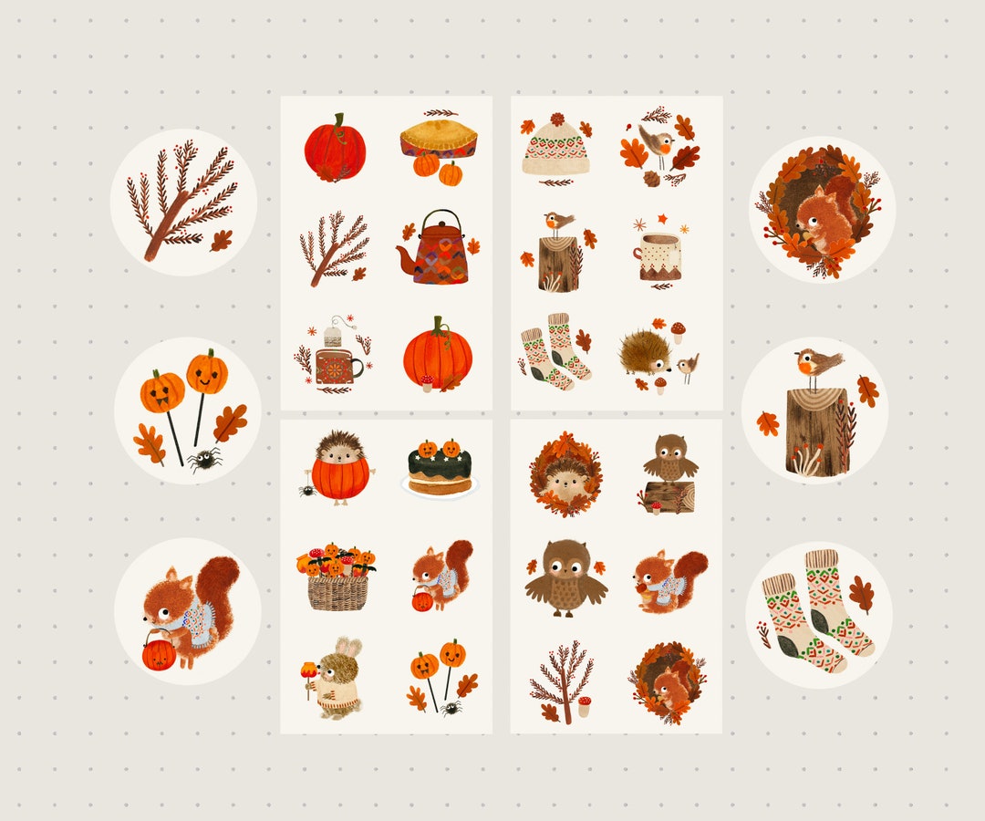 October Stickers - Autumn Stickers - Etsy