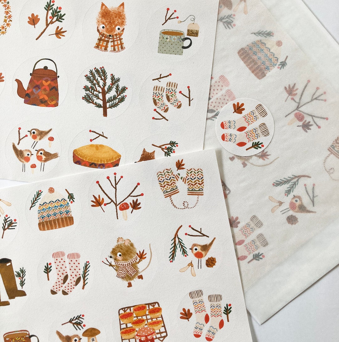 November Stickers - Woolly, Cosy and Warm Stickers - Autumn Stickers ...