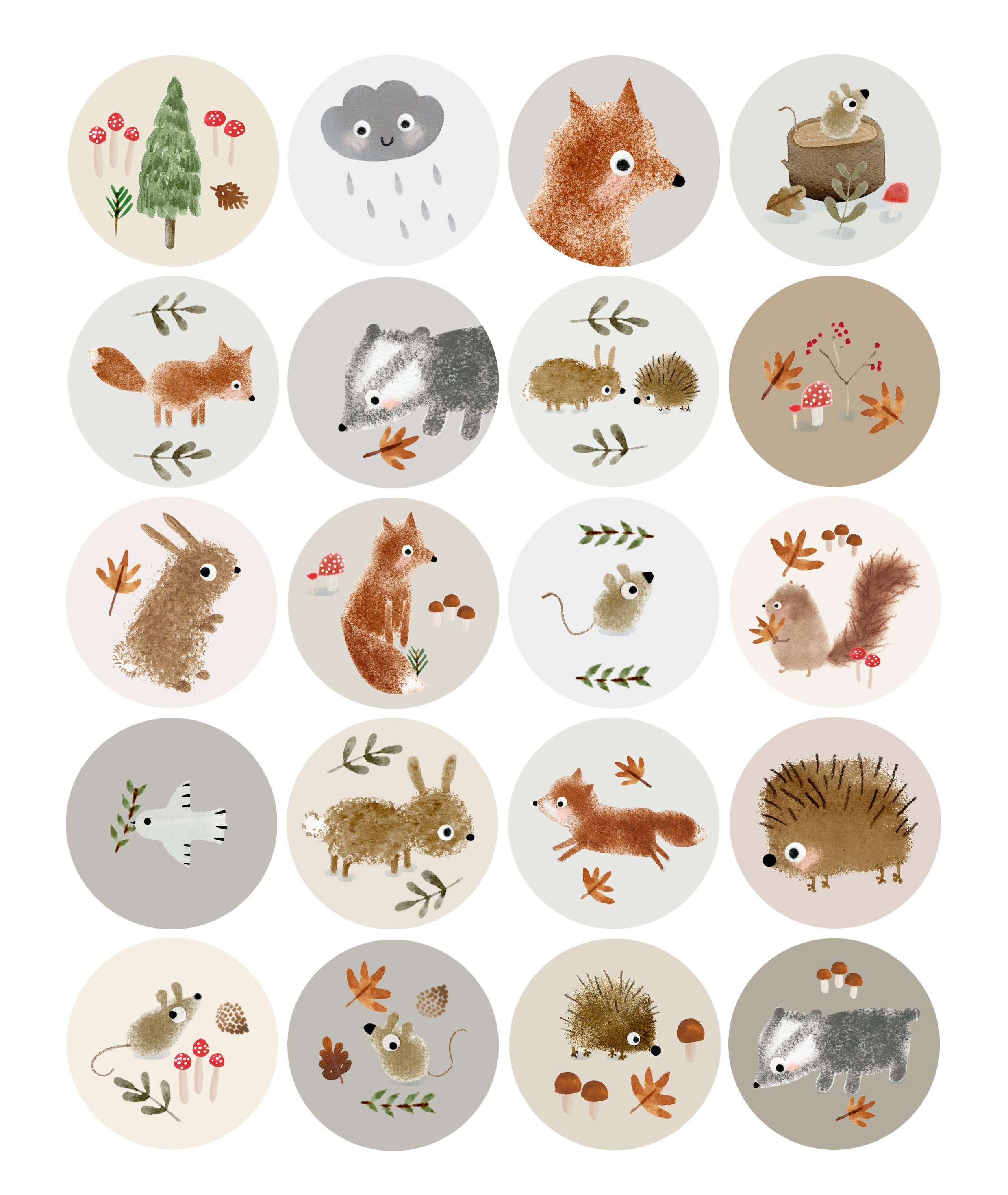 Stickers Paper Stickers Woodland Animal Stickers Woodland | Etsy