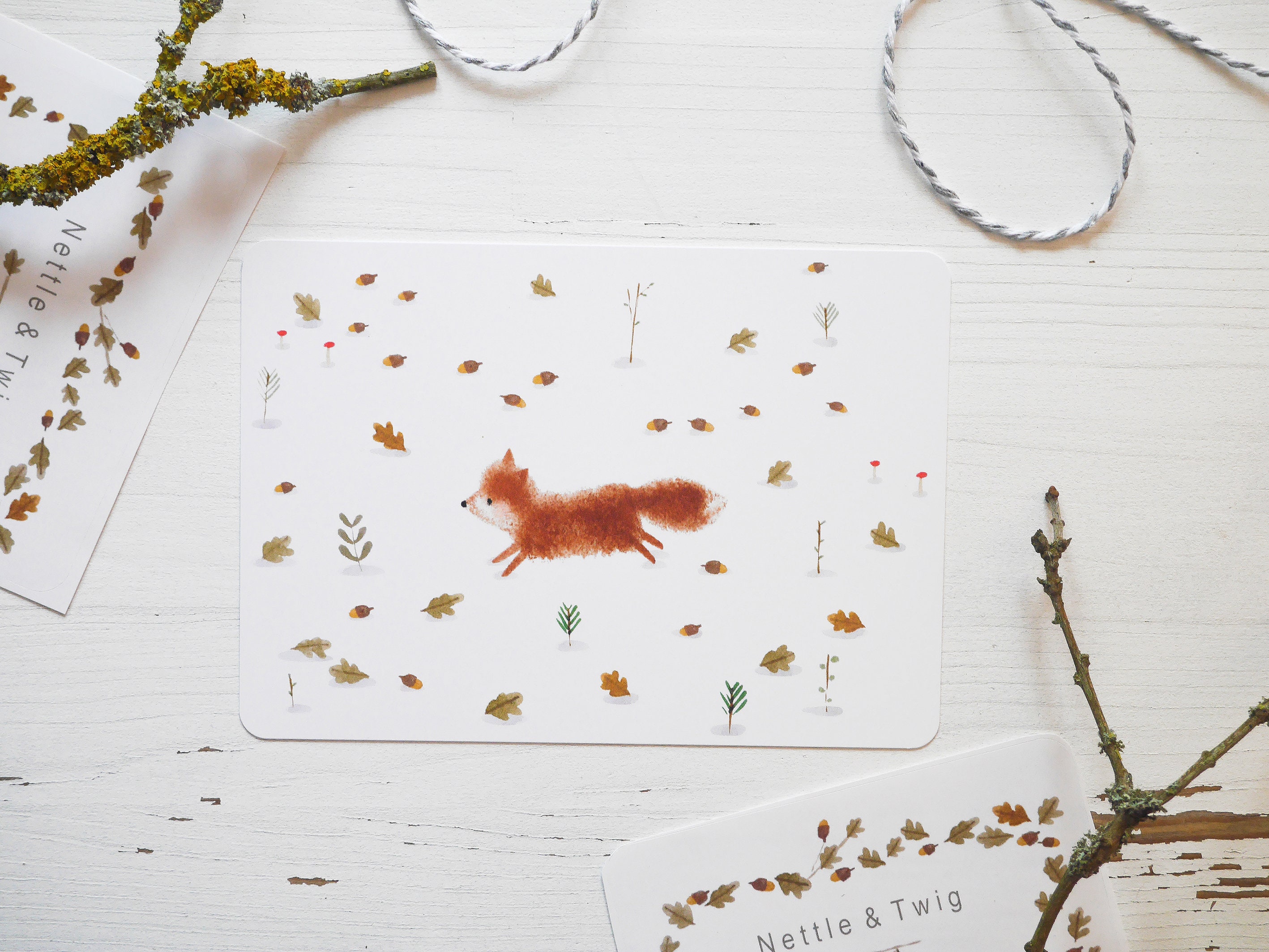 Postcards Nettle & Twig postcards Fox Postcard Woodland | Etsy