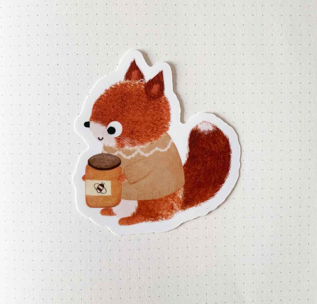 Squirrel With Honey Pot Vinyl Sticker - Vinyl Sticker - Squirrel ...