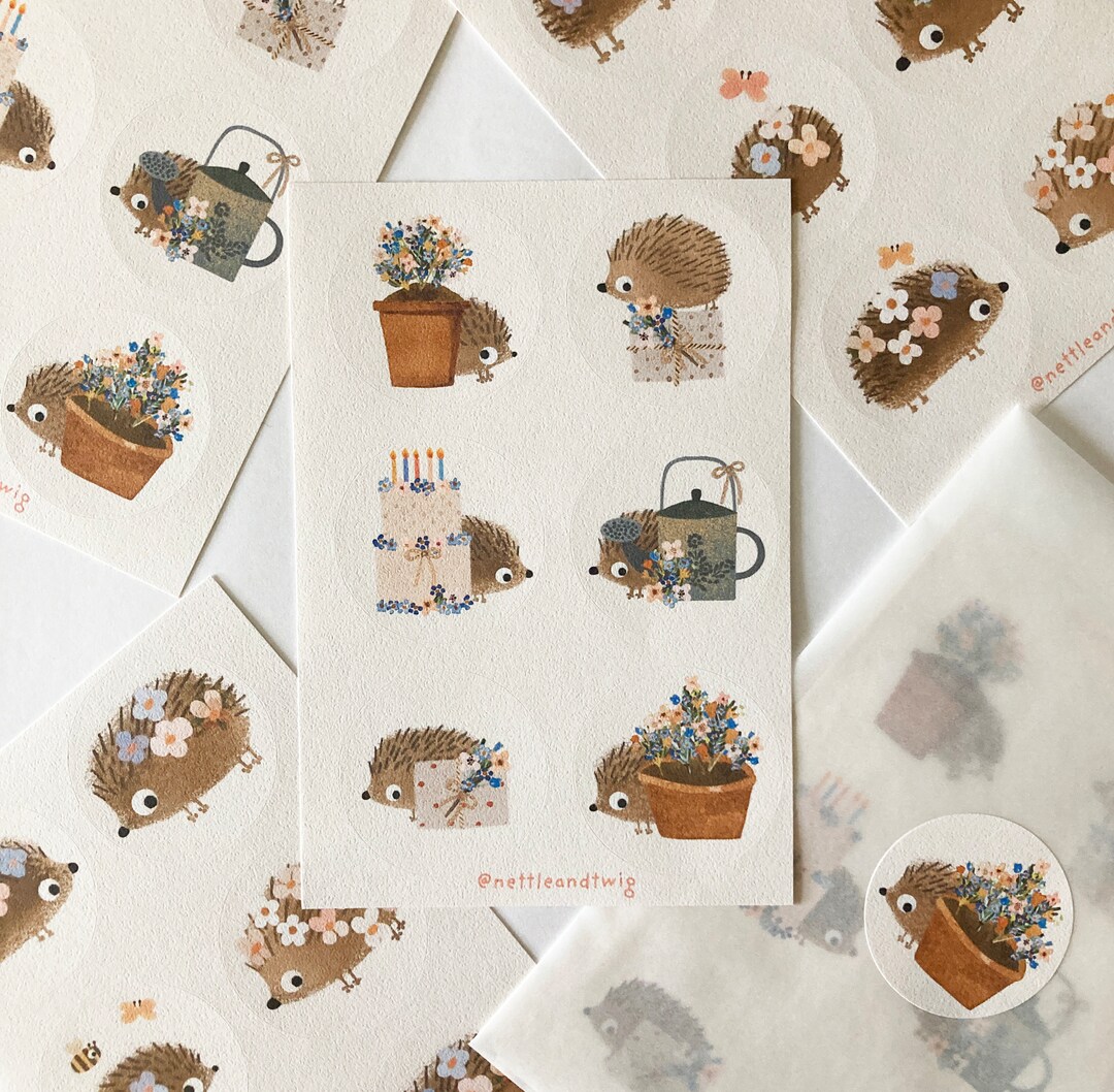 Happy Hedgehog Stickers - Hedgehog Stickers - Happy Stickers - Etsy