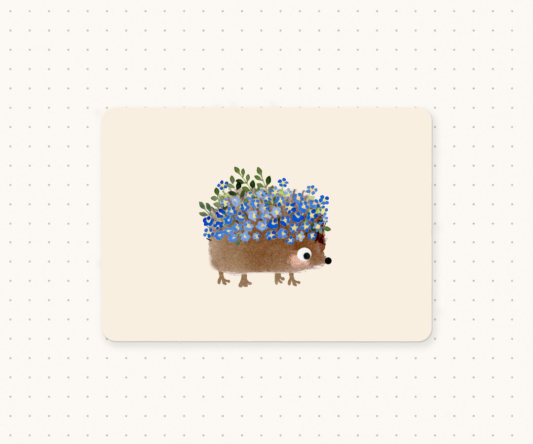 Hedgehog Postcard - Flowery Hedgehog Postcard - Etsy