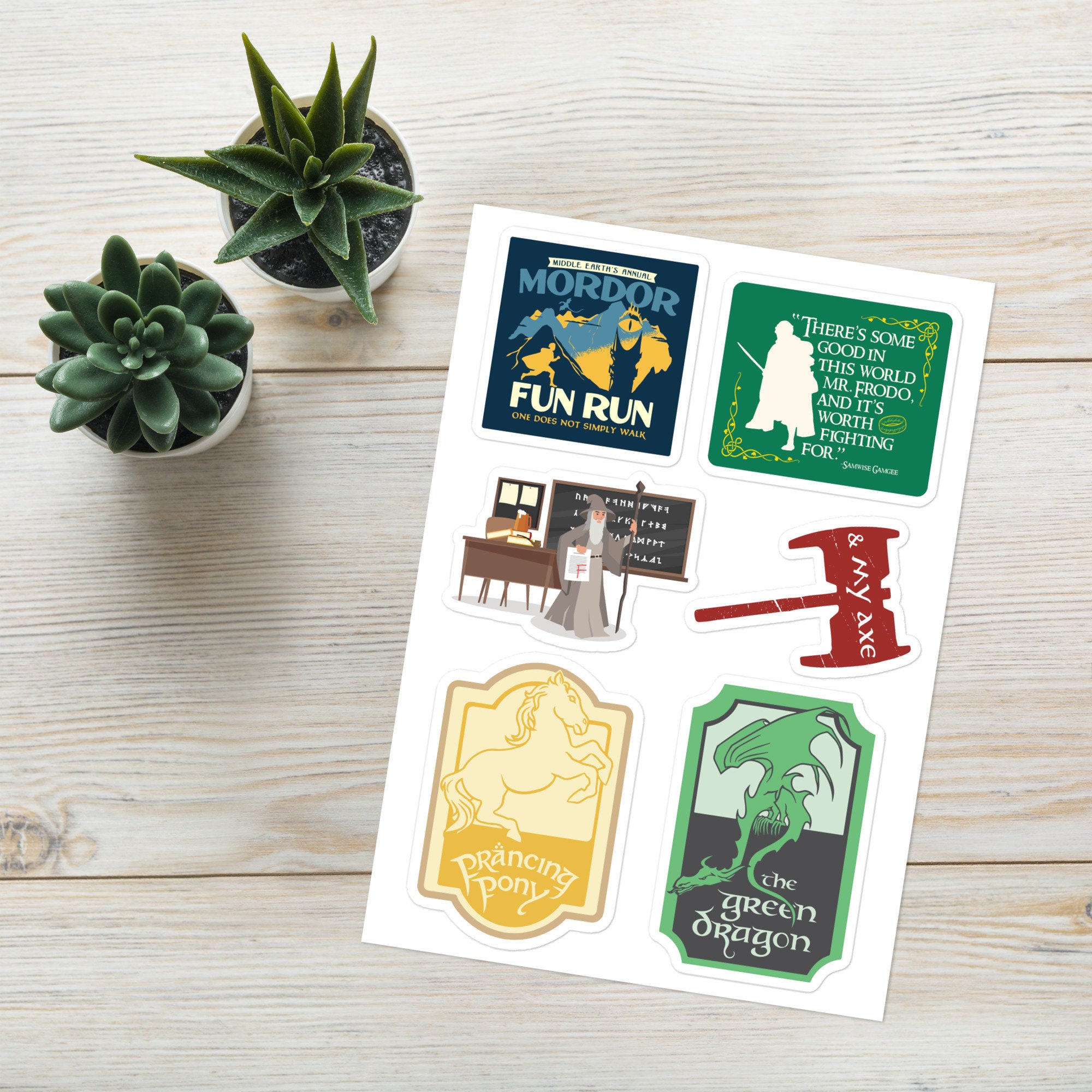 Lord of the Rings Sticker Sheet // LOTR // Green Dragon // Gandalf ...