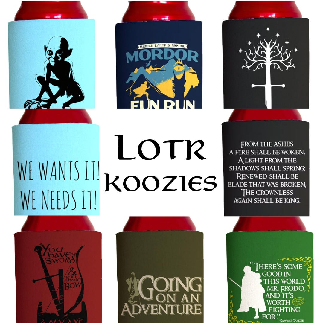 LOTR Assorted Can Cooler // Tolkien // Frodo and Sam // Mordor Fun Run ...