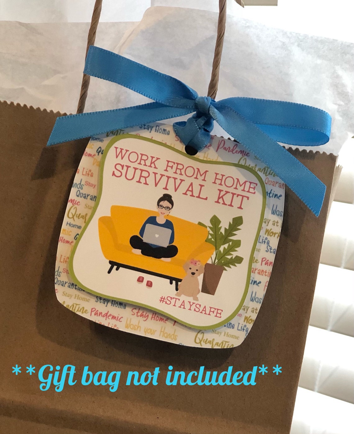 Work From Home Survival Kit Gift Tags 6 10 or 12 Pack | Etsy