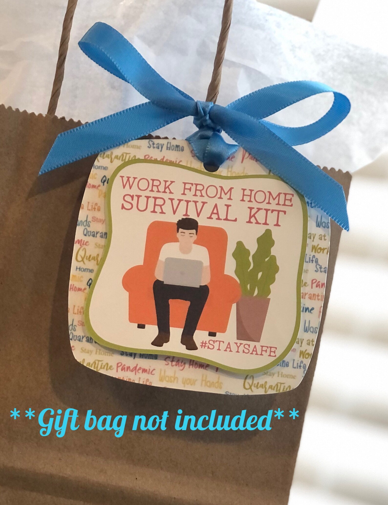 Work From Home Survival Kit Gift Tags 6 10 or 12 Pack | Etsy