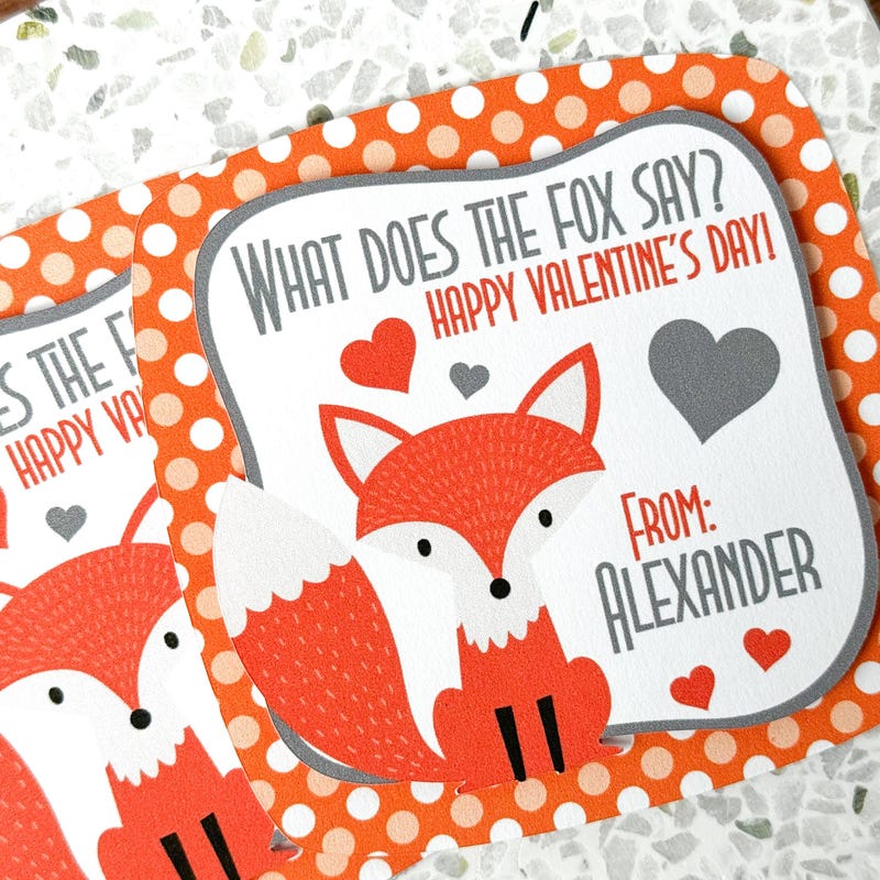 Fox Valentine Card - Etsy