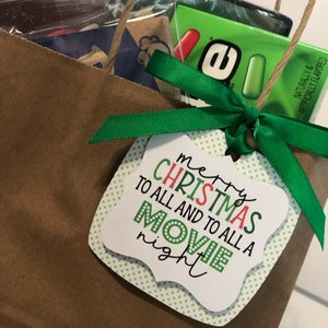 Movie Night Christmas 3" Gift Tags - 6, 12 or 20 Pack - Etsy
