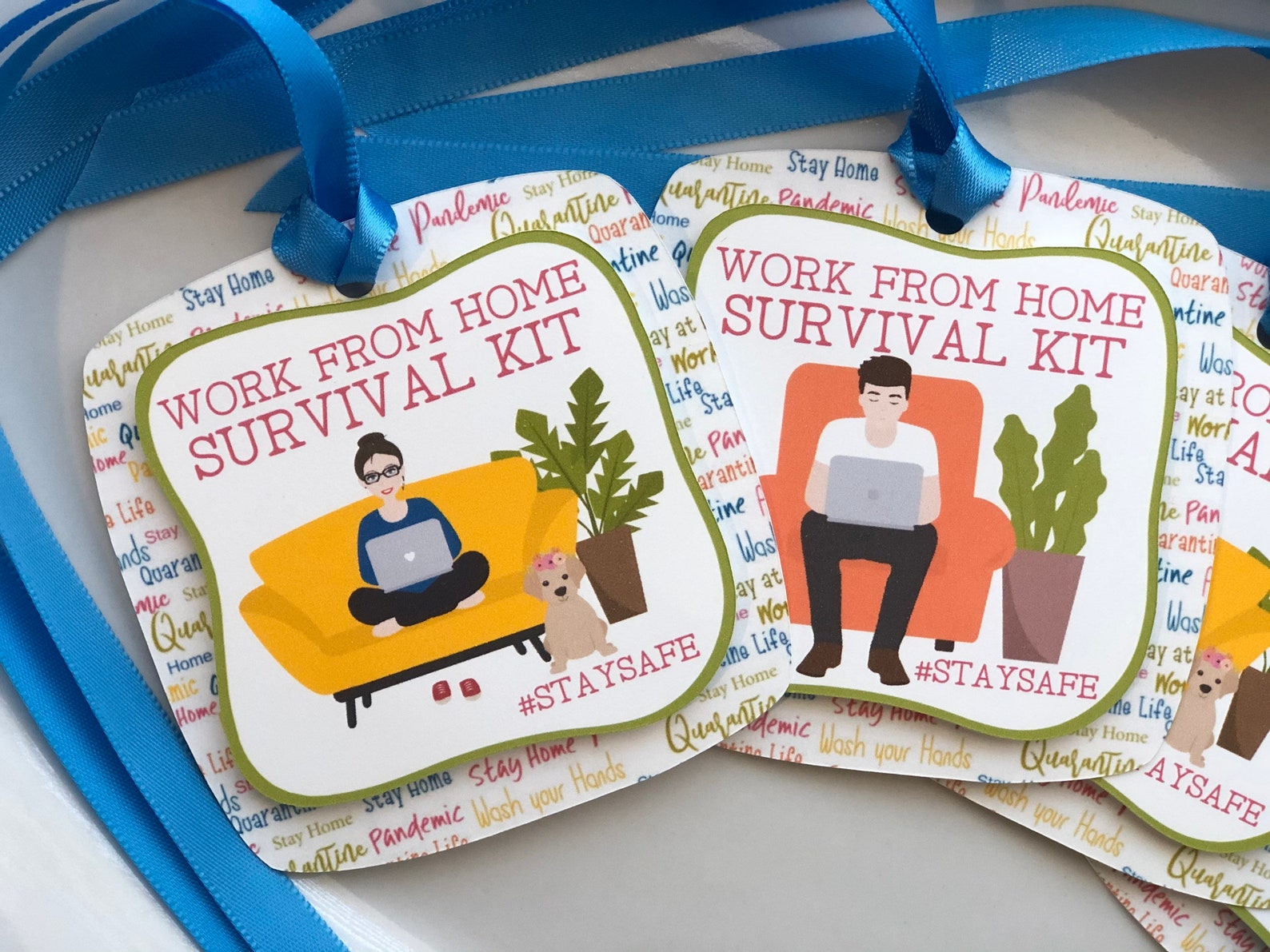 Work From Home Survival Kit Gift Tags 6 10 or 12 Pack | Etsy