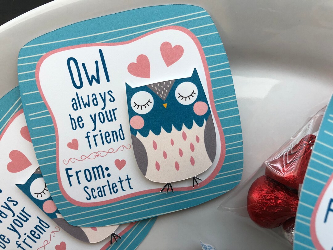 Owl Valentine Tags or Cards 6, 12 or 20 Pack - Etsy