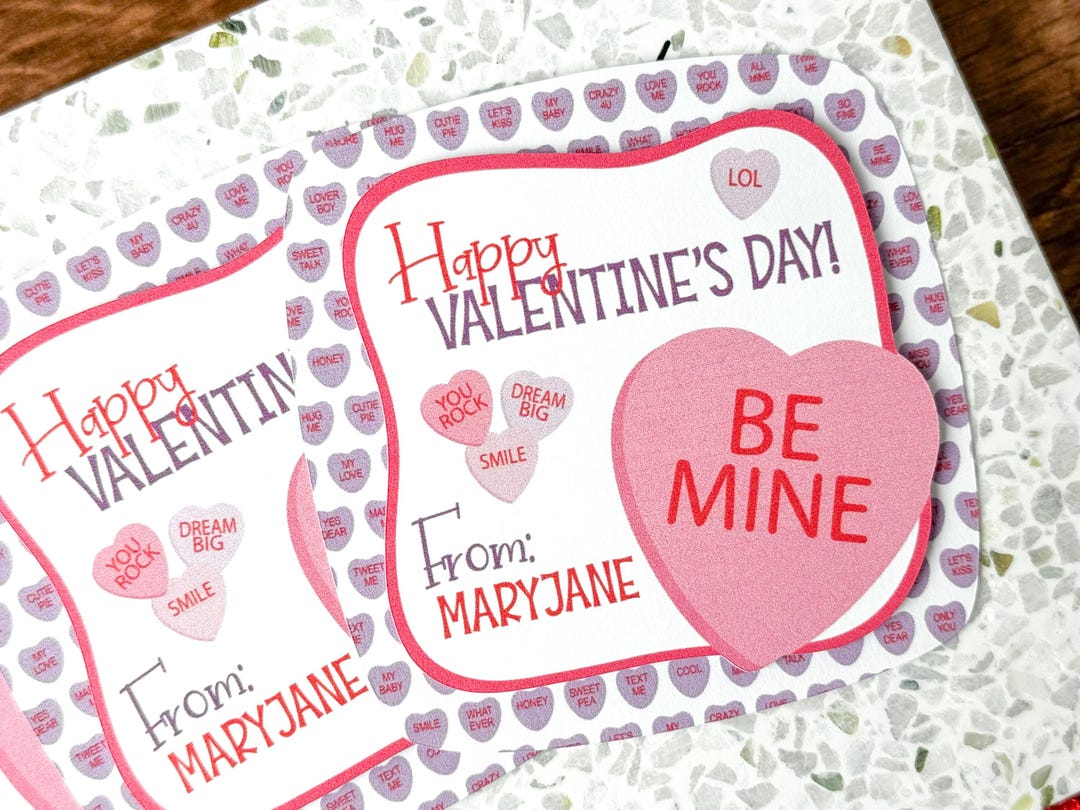 Conversation Heart Valentine - Personalized School Valentines ...