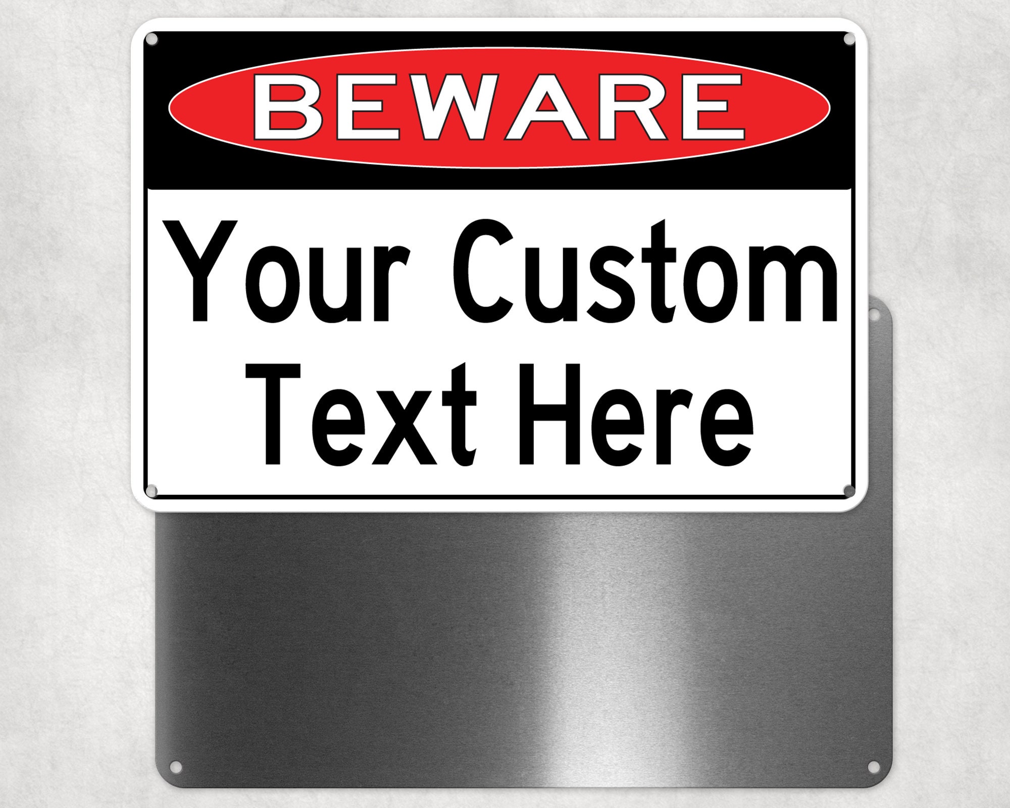 Your Custom Text Metal Beware Horizontal Sign Personalized - Etsy