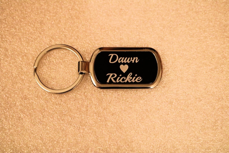 Personalized Laser Engraved Black Metal Keychain | Custom Engraved Key ...