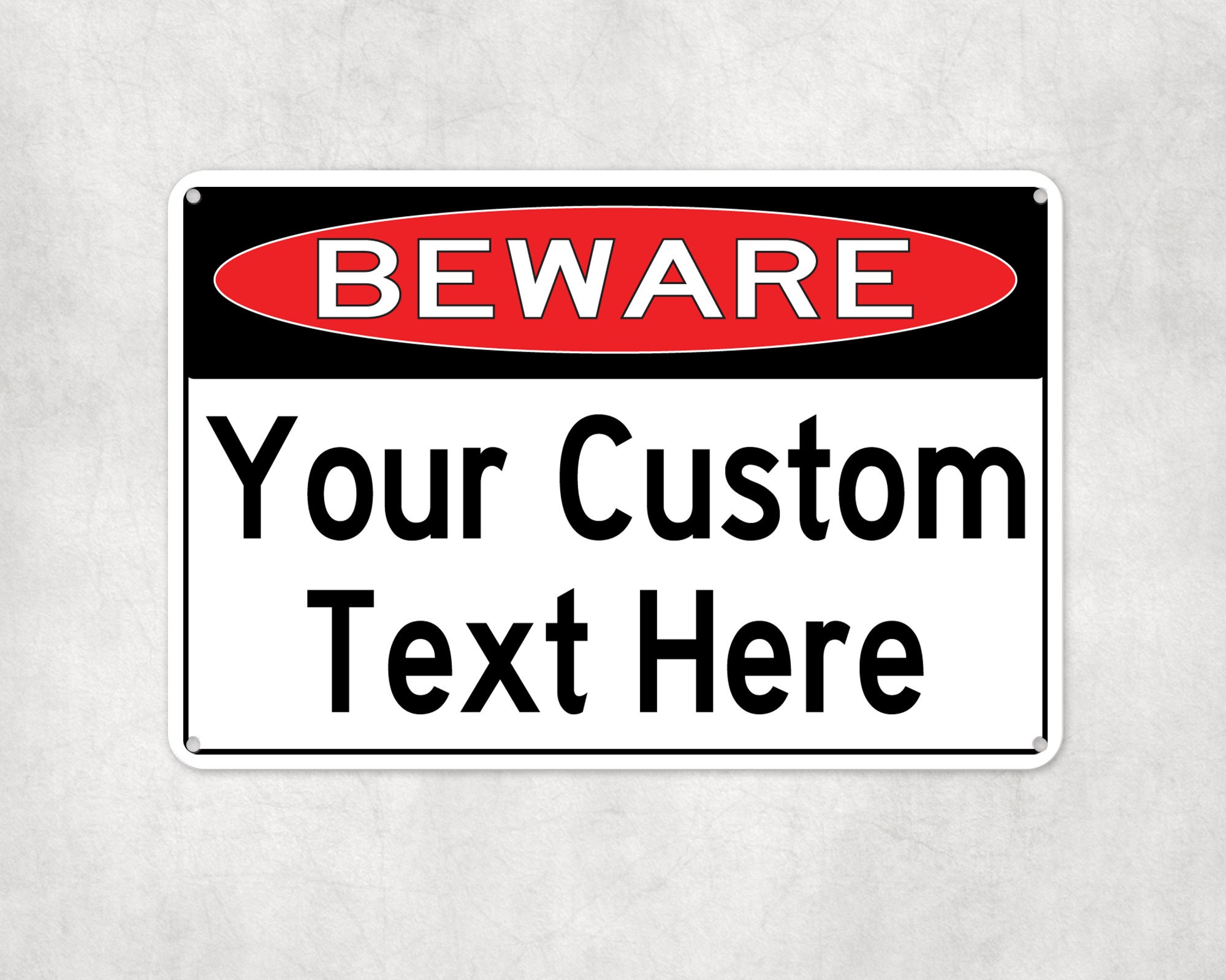 Your Custom Text Metal Beware Horizontal Sign Personalized - Etsy