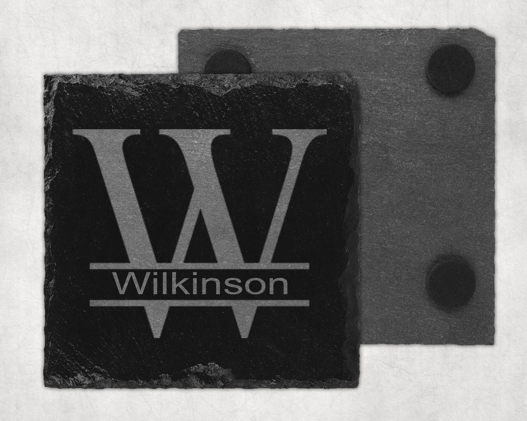 Personalized Laser Engraved Slate Coasters Set of 4, Engraved Stone ...