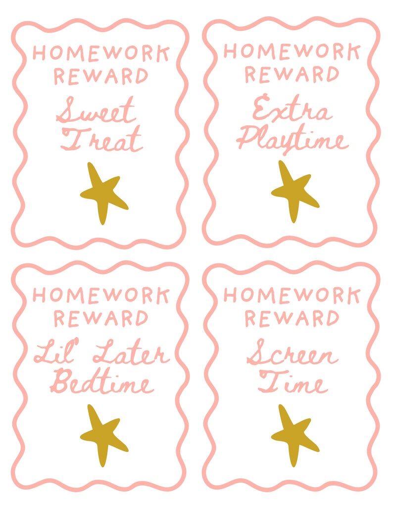 Editable Homework Reward Coupons – Printable Incentive Cards for Kids ...