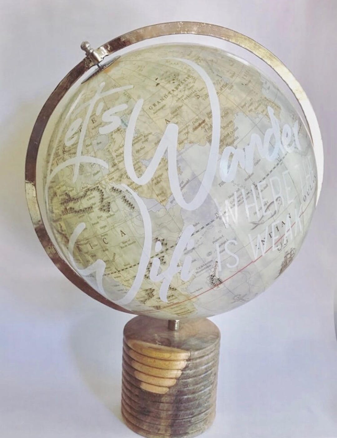 Decorative Globe With Quote - Lets Wander Where the Wifi is Weak - Etsy