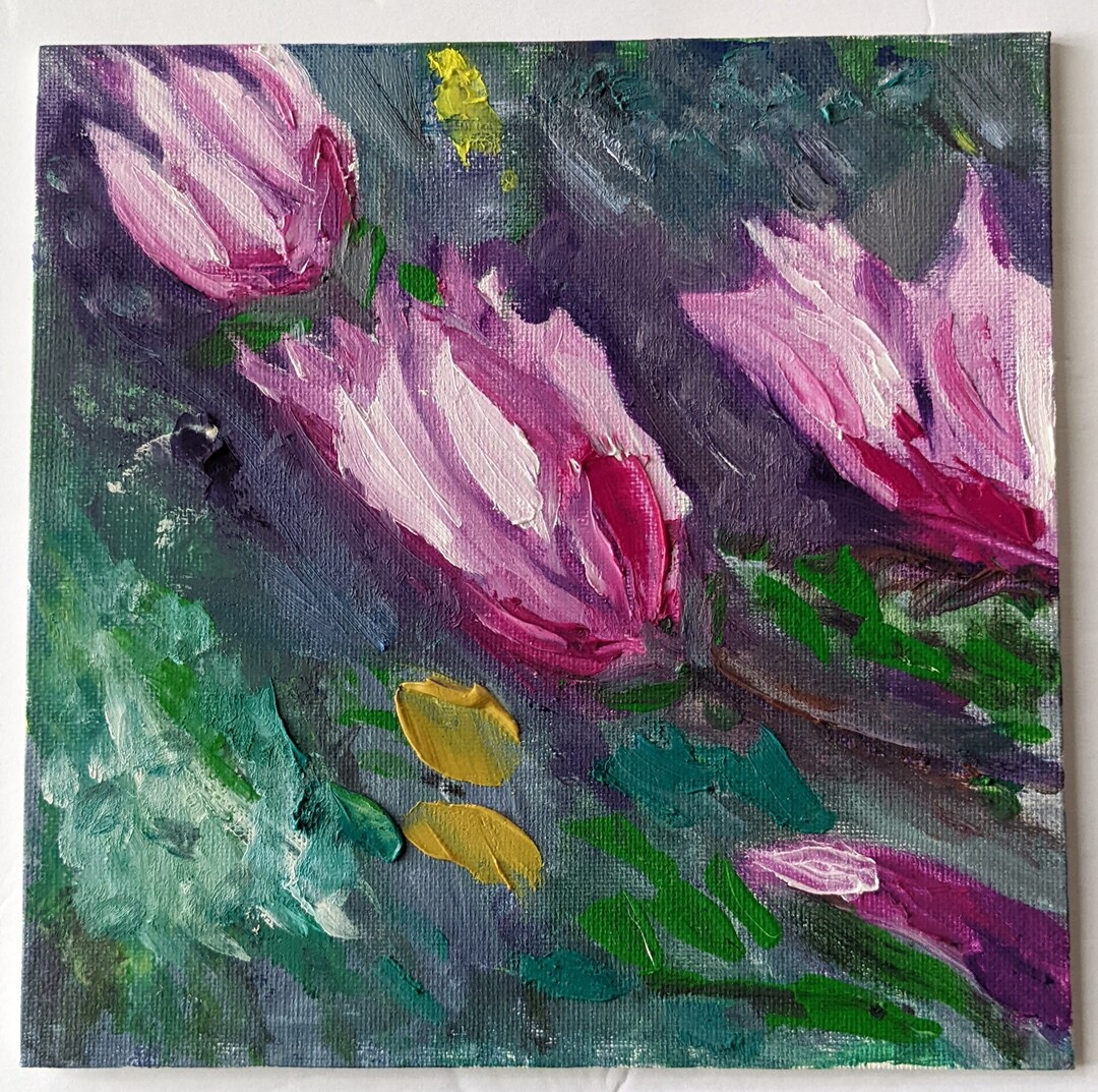 Magnolia Oil Painting Original Art Flowers, Handmade, 8 X 8, Gift - Etsy