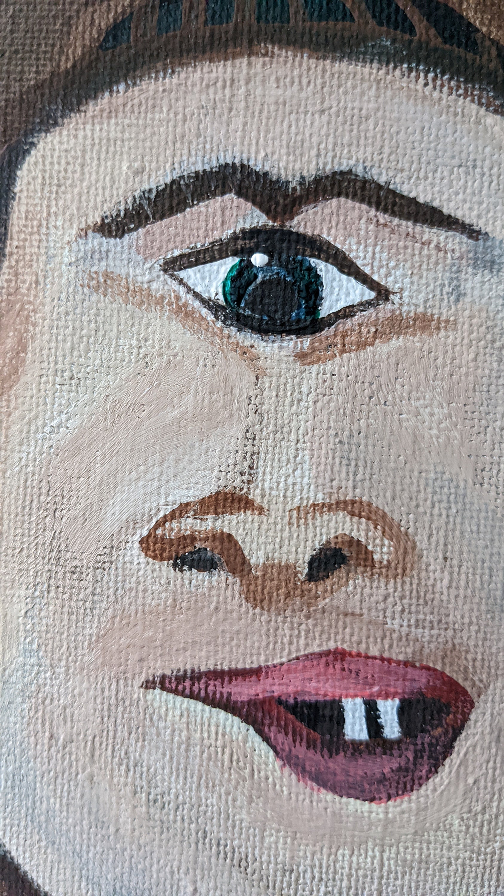 One Eyed Giant Cyclops Acrylic Painting on Canvas, Small 10" X 8" Hand ...