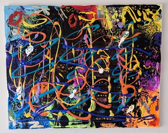 72 Vertical Abstract Painting Jackson Pollock Style, Wall Home Office ...