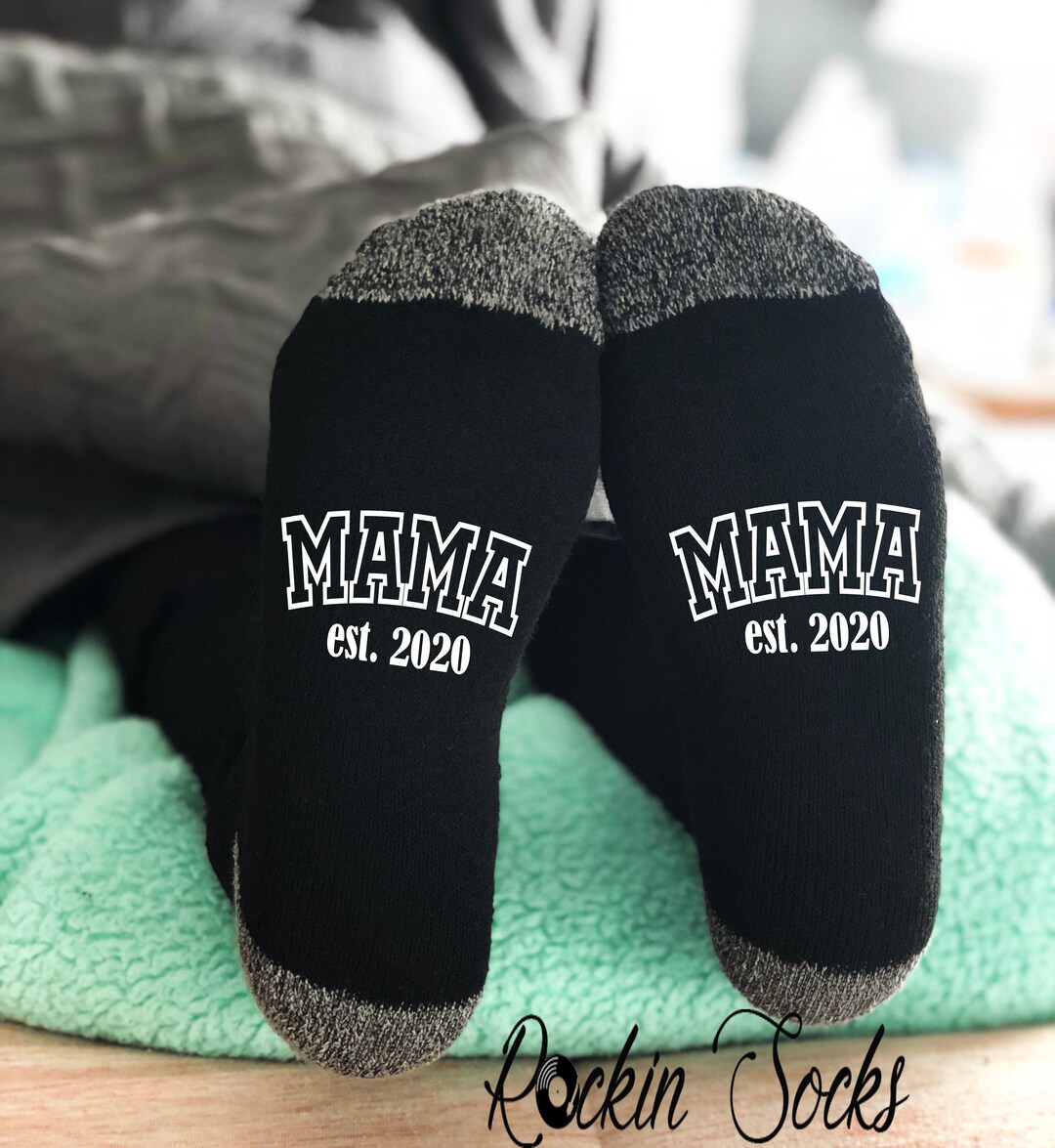 Mama Est Socks, Baby Mama Socks, Expecting Mom, New Mom Socks, Baby ...