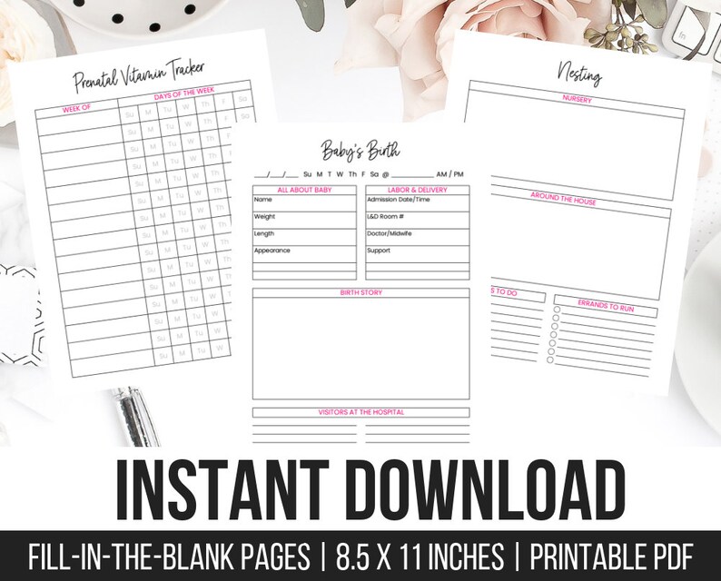 INSTANT DOWNLOAD, Pregnancy Printable Bundle, Pregnancy Planner ...