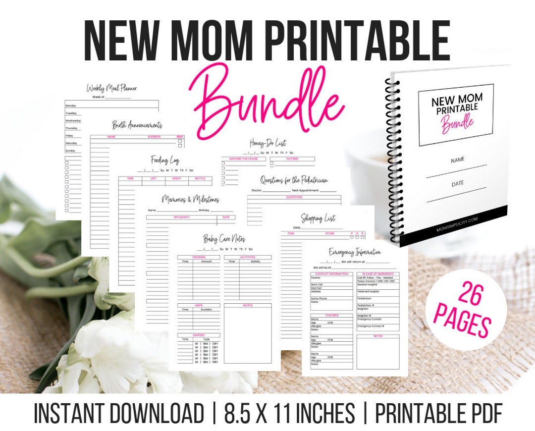 INSTANT DOWNLOAD, New Mom Printable Bundle, Mommy Organizer, Printables ...