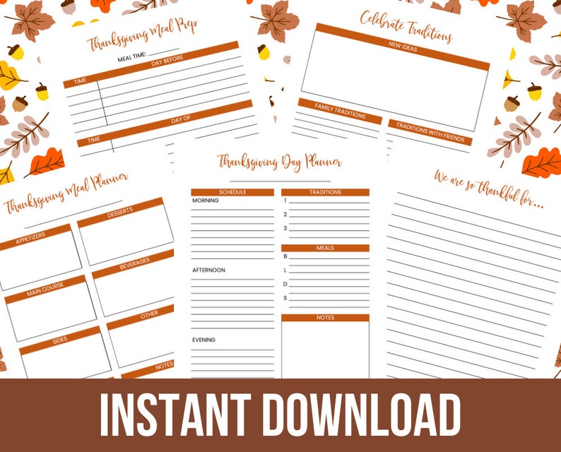 INSTANT DOWNLOAD, Thanksgiving Planner, Thanksgiving Planner Kit ...